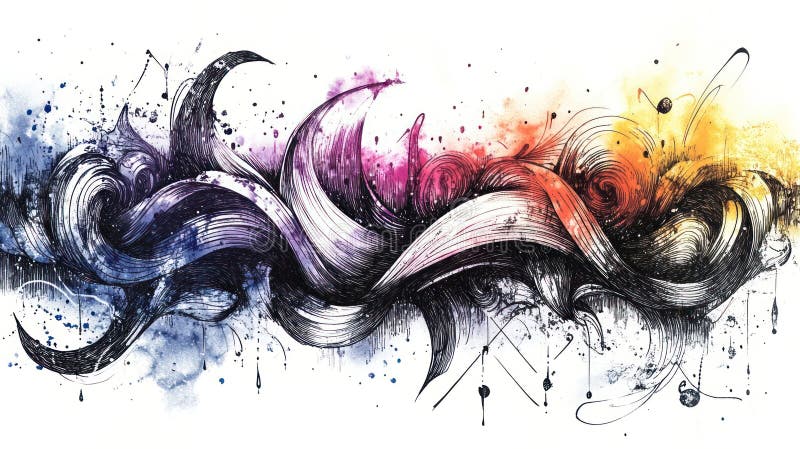 An Abstract Artwork Featuring Swirling Colors and Dynamic Lines ...