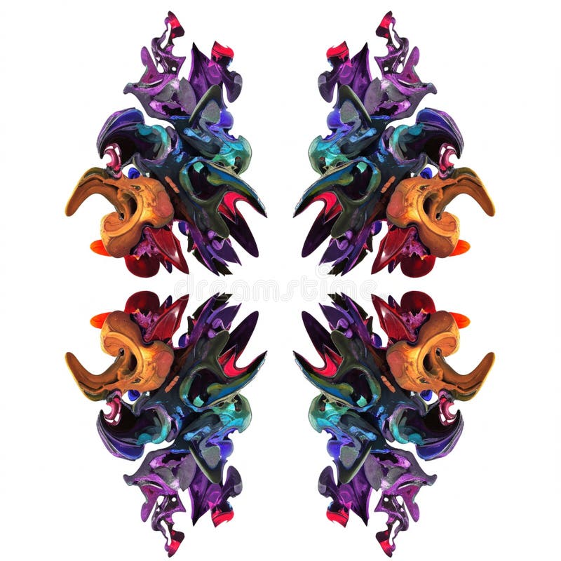 Abstract Artwork Featuring a Symmetrical, Mirrored Pattern of Four ...