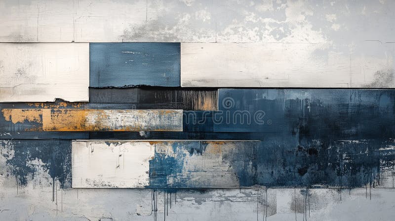 Abstract Artwork Featuring Textured Layers in Blue, White, and Gold ...