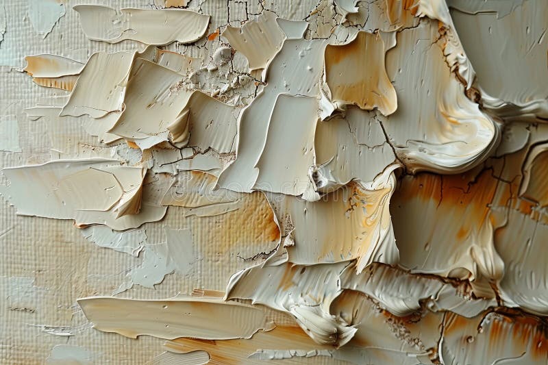 Textured Abstract Art with Layered Paint in Soft Beige and Cream Tones ...