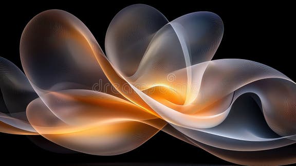 Abstract Artwork Featuring Translucent Orange and White Forms Against a ...