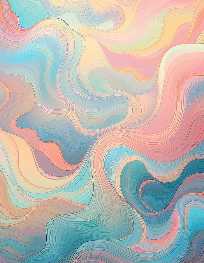 Abstract Artwork with Flowing Lines and Intense Textures in Pastel ...