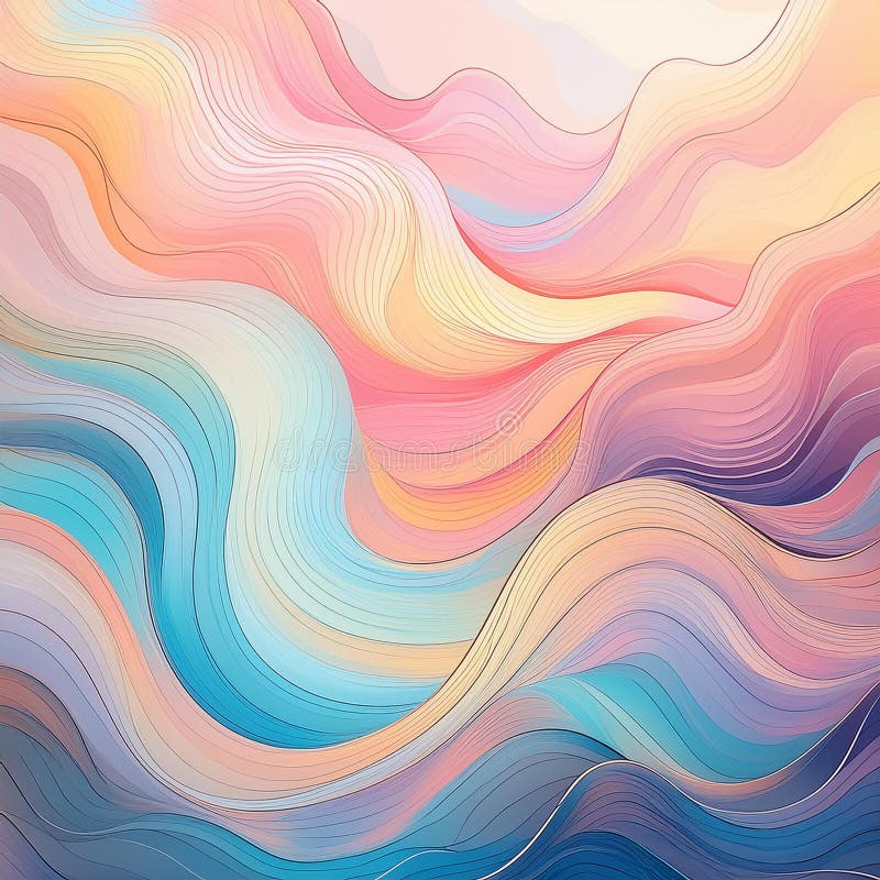 Abstract Artwork with Flowing Lines and Intense Textures in Pastel ...