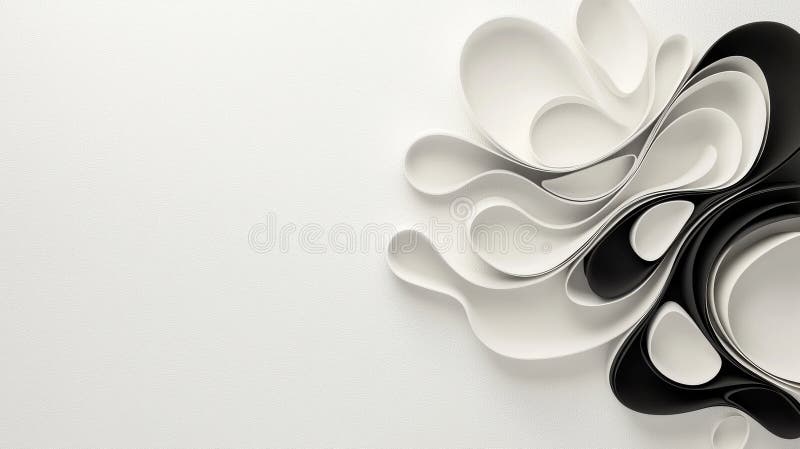 Abstract Artwork: a Flowing, Organic Composition of Black and White ...