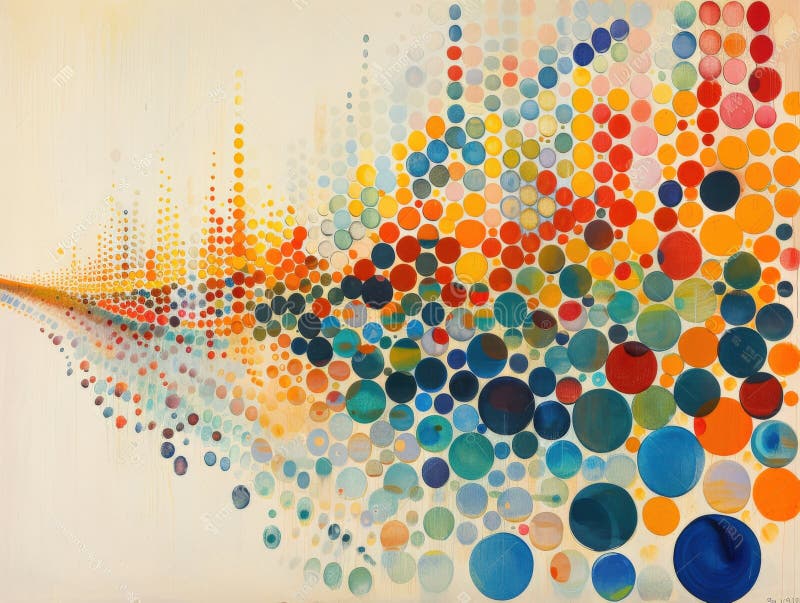 Abstract Artwork with a Flowing Pattern of Colorful Dots Stock Photo ...