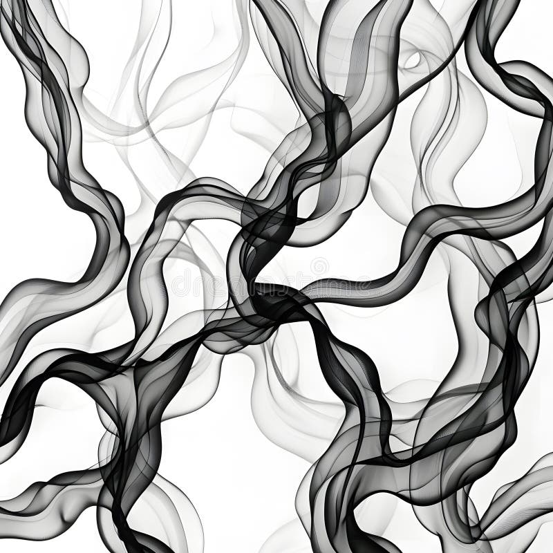 Abstract Artwork with a Flowing Smokelike Effect in Black and White ...