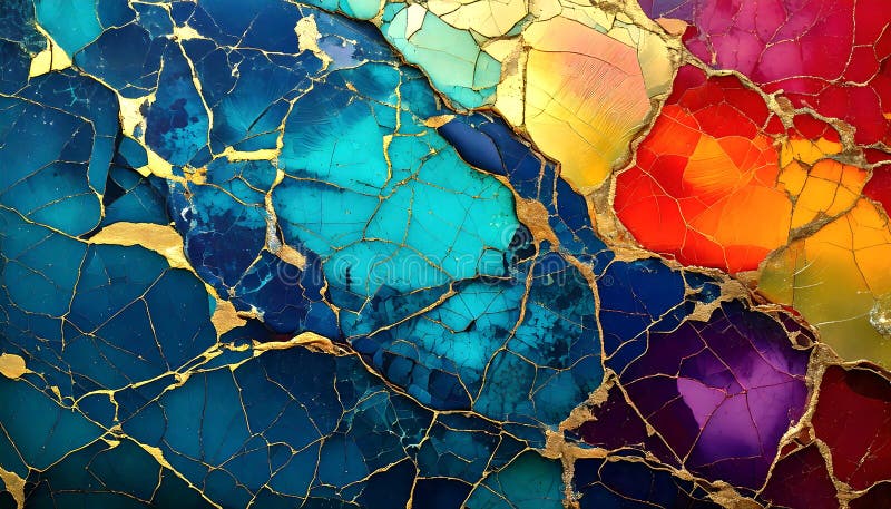 Abstract Artwork with Fluid, Interlocking Colors Including Blue ...