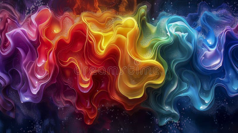 Abstract Artwork Inspired By 3d Waves With Smoothly Blending Rainbow