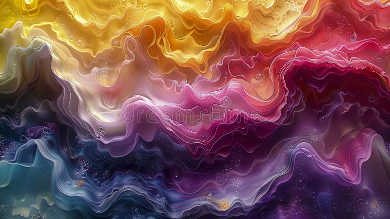 Abstract Artwork Inspired By 3d Waves With Smoothly Blending Rainbow