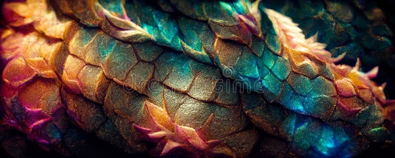 Abstract Artwork of the Magic Dragon Skin. Magic and Power Concept ...