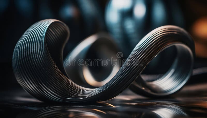 Abstract Metallic Infinity Loop in a Futuristic Setting with a Blurred ...
