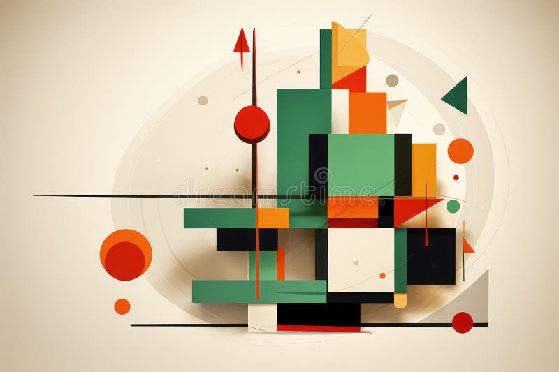 An Abstract Artwork Showcases Geometric Composition Featuring Pyramids ...