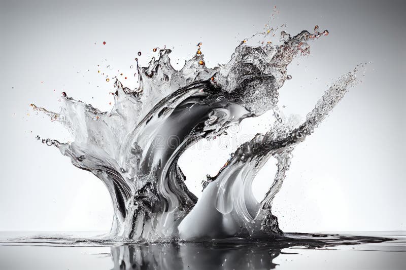 Monochrome Dynamic Water Splash Abstract Art with Vivid Contrast and ...