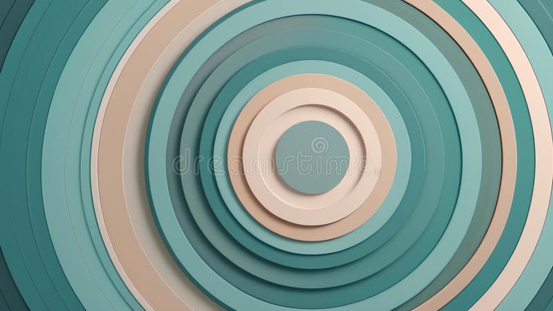 An Abstract Artwork Showcasing Overlapping Teal and Beige Concentric ...