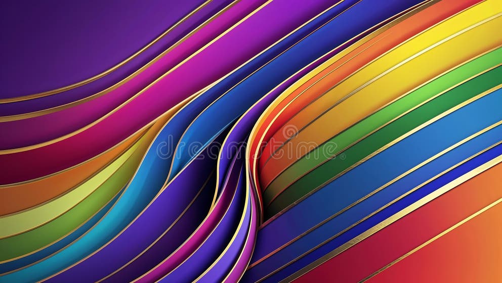 Abstract Artwork with Overlapping Curved Bands and Vibrant Gradient ...