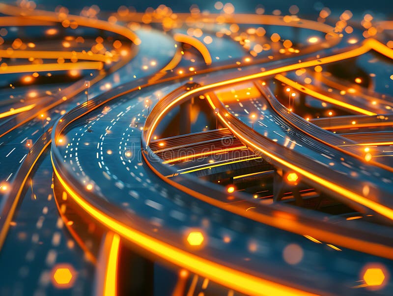 A Network of Roads and Highways Intertwining in Abstract Background Art ...