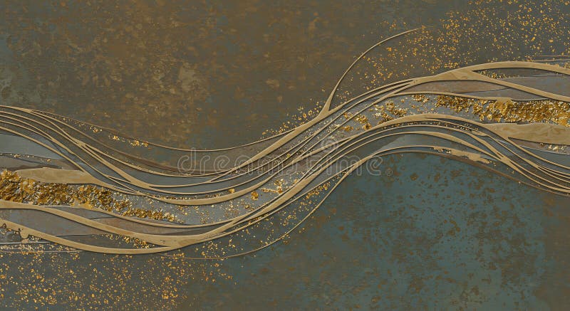 Abstract Artwork with Wavy Lines Intersecting Diagonally Across a ...