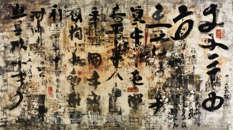 Abstract Asian Calligraphy stock illustration. Illustration of ...