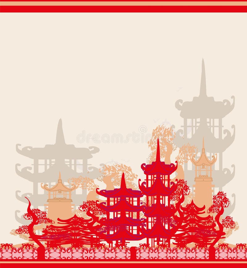 Abstract Asian Landscape Card Stock Vector - Illustration of beautiful ...