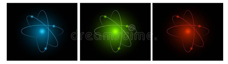 Abstract Atom with Electrons on Orbits on Dark Background Scientific ...