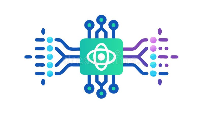 Abstract Atom Network Icon for Quantum Computing and Data, Vector Design Generative AI Stock ...