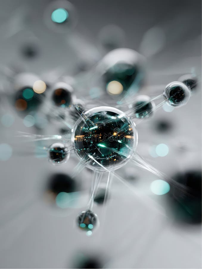 Metallic Atom Model with Orbiting Electrons, Futuristic Science Concept ...