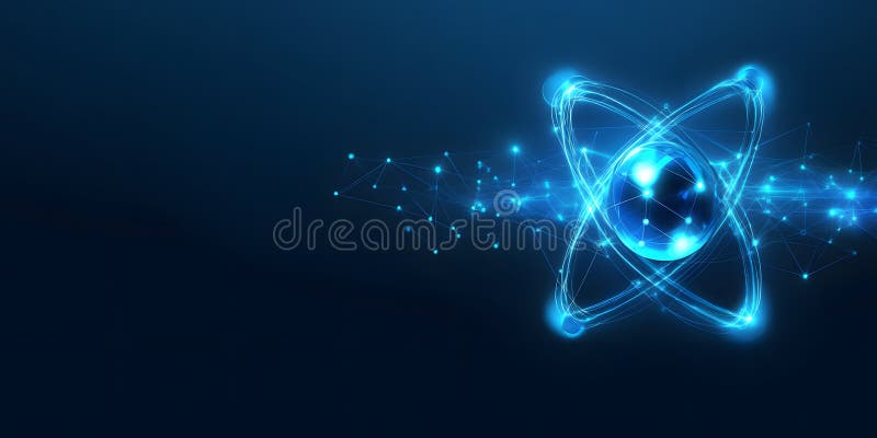 Abstract Atom Structure- Glowing Blue Energy Network Royalty Free Image ...