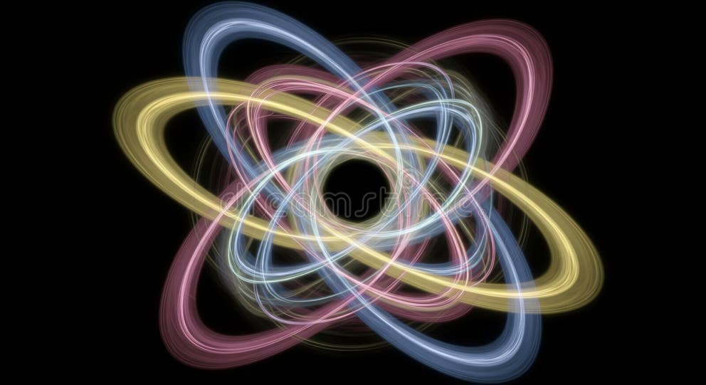 Abstract Atom Structure with Glowing Rings and Orbits Stock ...