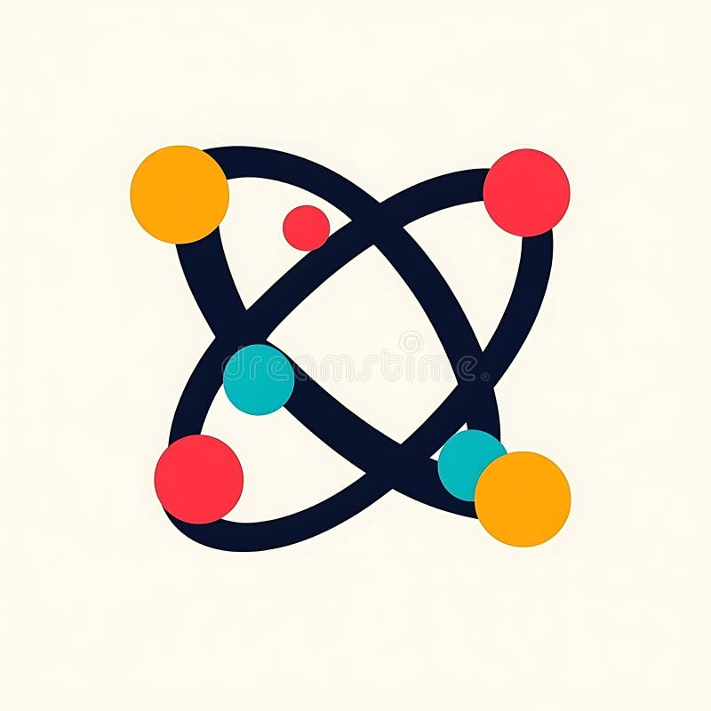Abstract Atom Symbol with Colorful Orbits Stock Illustration ...