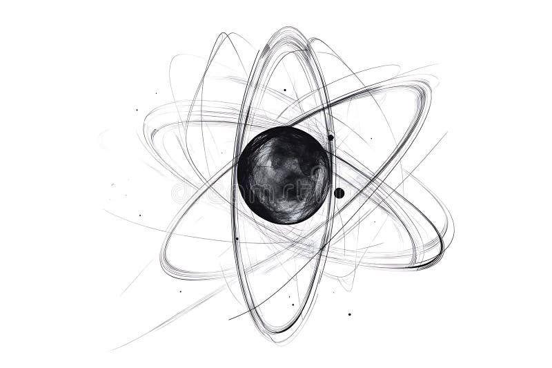 Abstract Atom Symbol with Swirling Lines and a Central Sphere Stock ...