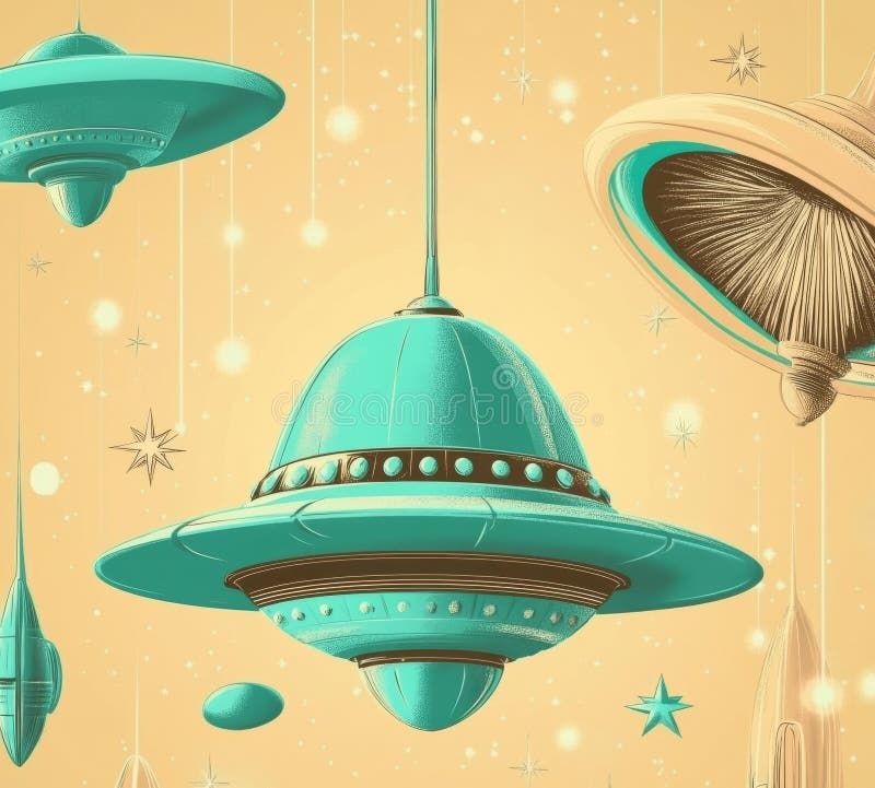 Abstract Atomic Era Seamless Pattern of the 1950s, 1960s, and 1970s ...