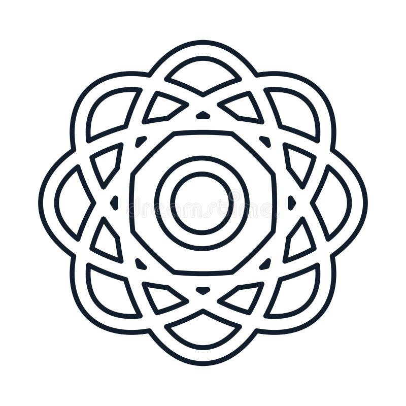 Abstract Atomic Model in Outline Style Stock Vector - Illustration of ...