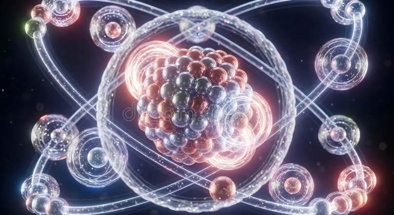 Abstract Atomic Nucleus with Orbiting Electrons, Visualizing Quantum Mechanics and Subatomic ...