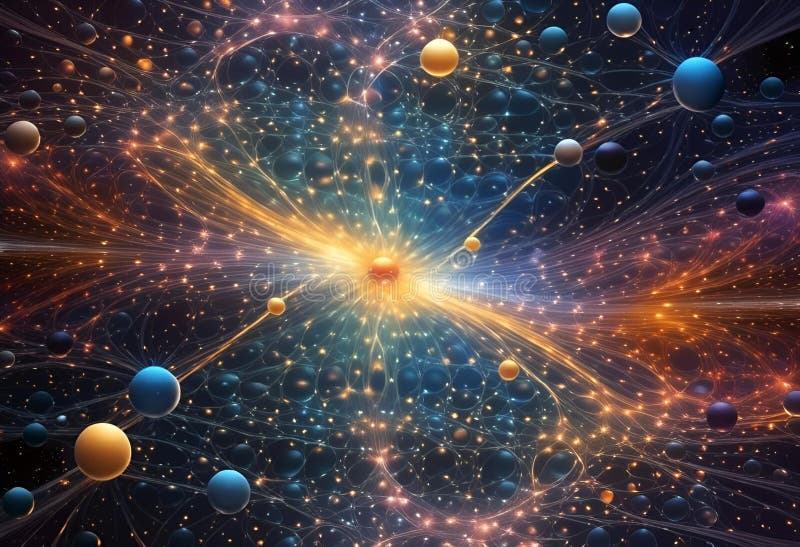 Abstract Atomic Particles and Energy Fields in Cosmic Space. Stock ...