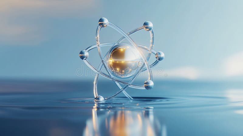Abstract Atomic Structure Model in Water, Science High Quality Image ...