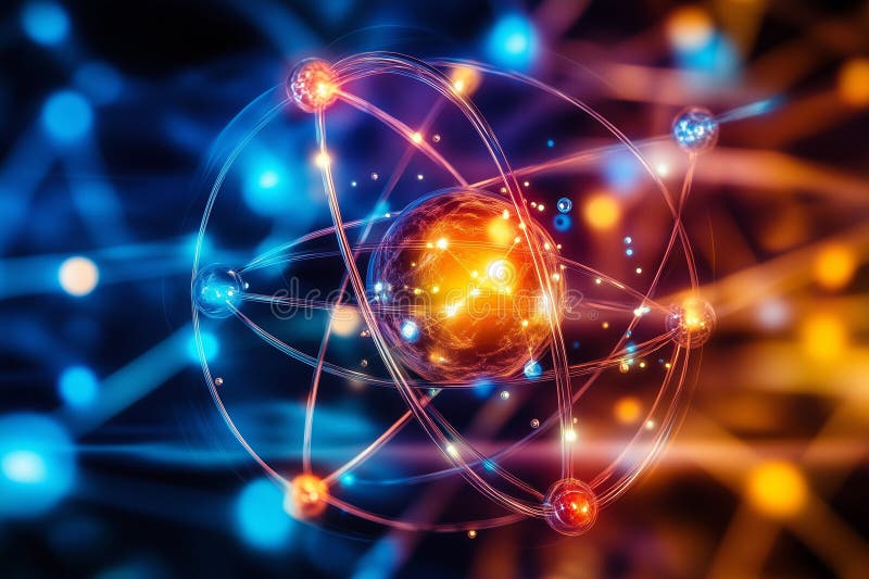 Abstract Atomic Structure with Vibrant Energy Flow and Stock Image ...