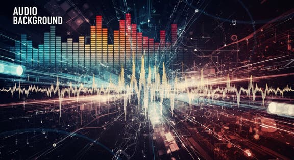 Abstract Audio Visualizer Background: Dynamic Sound Waves and Equalizer ...