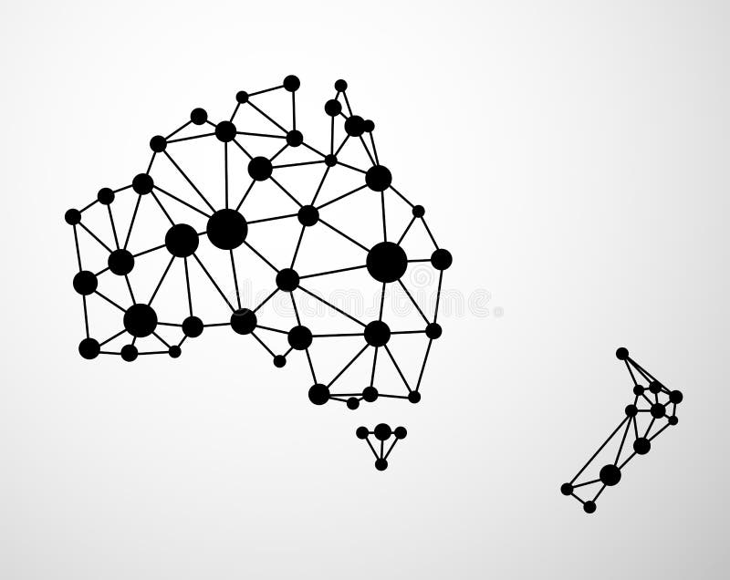 White Map of Australia on Black Background Stock Vector - Illustration ...