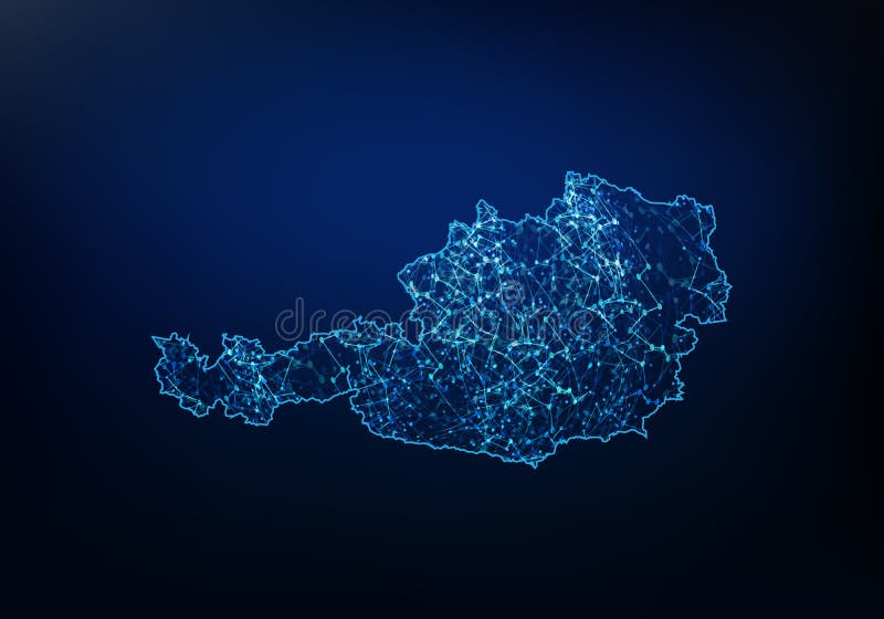 Abstract of Austria Map Network, Internet and Global Connection Concept ...