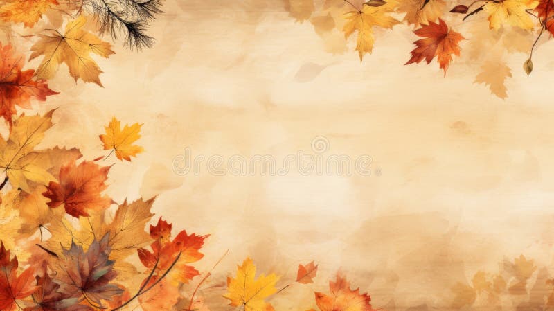 Abstract Autumn Background with Fall-colored Maple Leaves and Floral ...