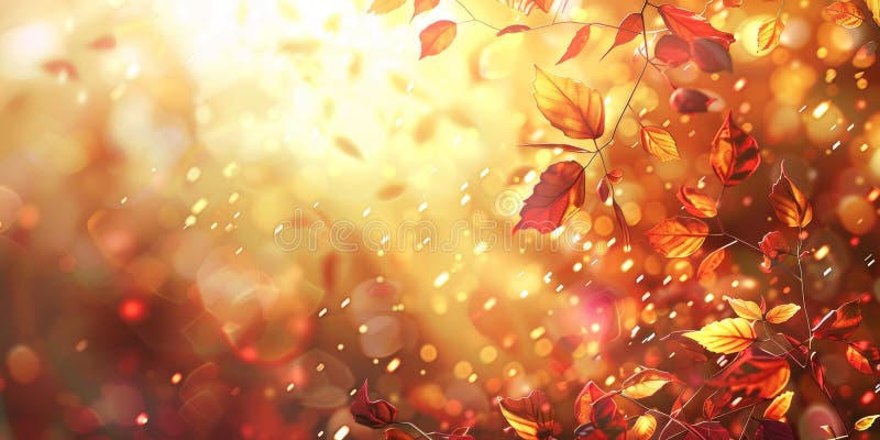 Abstract Autumn Background from Falling Orange Leaves. Copyspace, Place ...