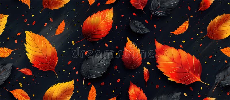 Abstract Autumn Fall Tree Leaves Seamless Pattern Background Stock ...