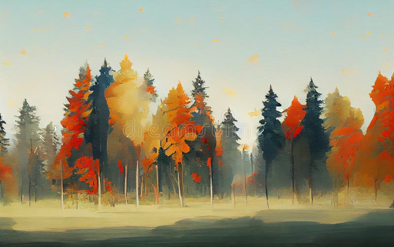 Abstract Autumn Forest. Artistic Effect of Painting with Paints ...