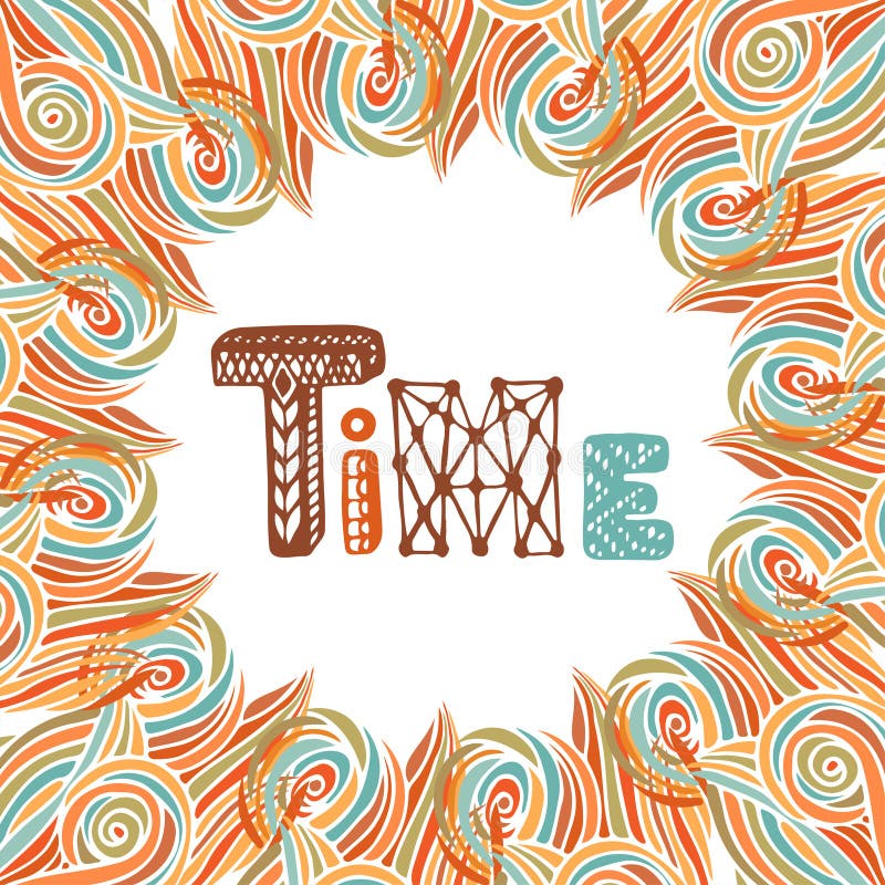 Abstract Autumn Frame. Time Doodle Lettering Stock Vector ...