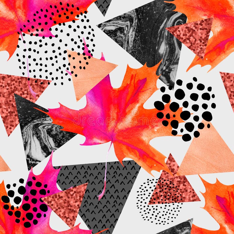 Abstract Autumn Geometric Seamless Pattern. Stock Illustration ...
