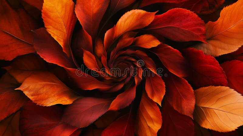 Abstract Autumn Leaves Forming a Vortex of Warm Colors Stock ...