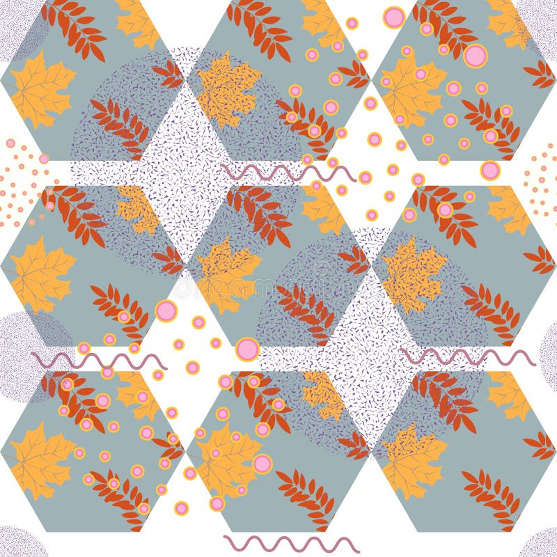 Abstract Autumn Seamless Pattern with Leaves and Design Elements Stock ...