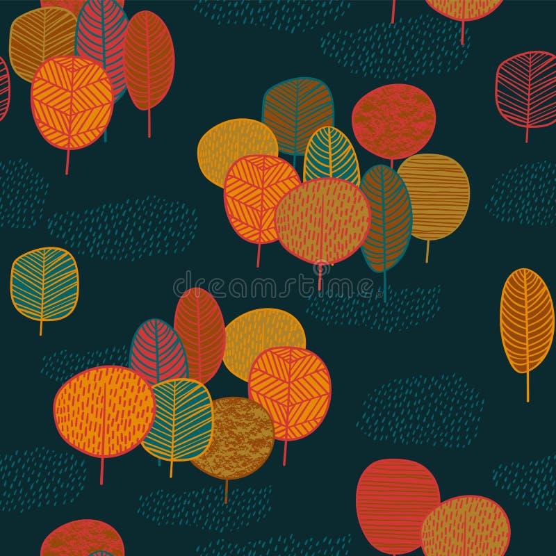 Abstract Autumn Seamless Pattern with Trees. Stock Vector ...