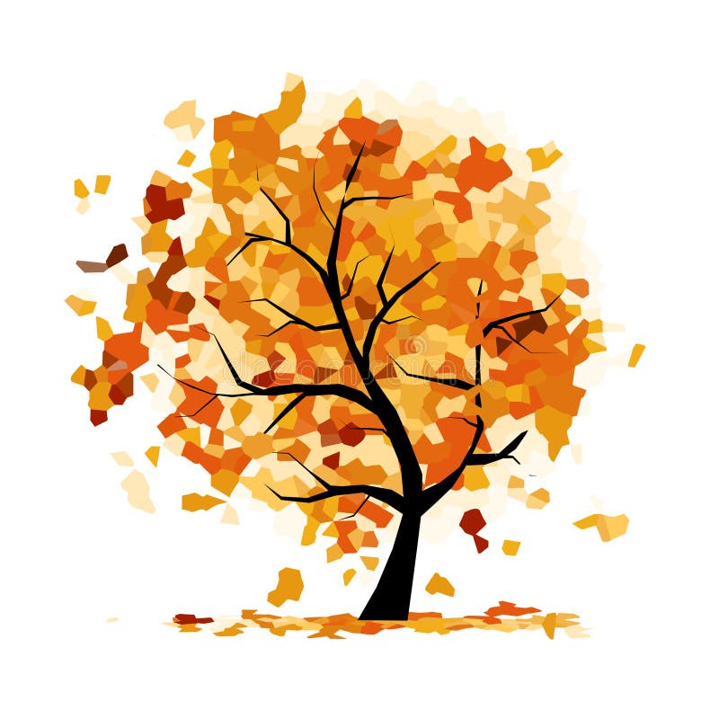 Autumn Tree, Sketch Drawing for Your Design Stock Vector - Illustration ...