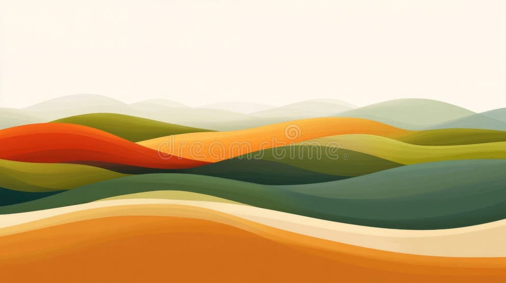 Abstract Autumnal Hillscape in Pixel Art Stock Illustration ...
